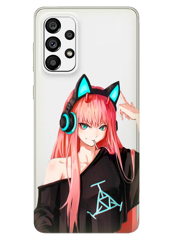 Galaxy A53 5G чехол Darling in the Franxx Zero Two, силиконовый прозрачный